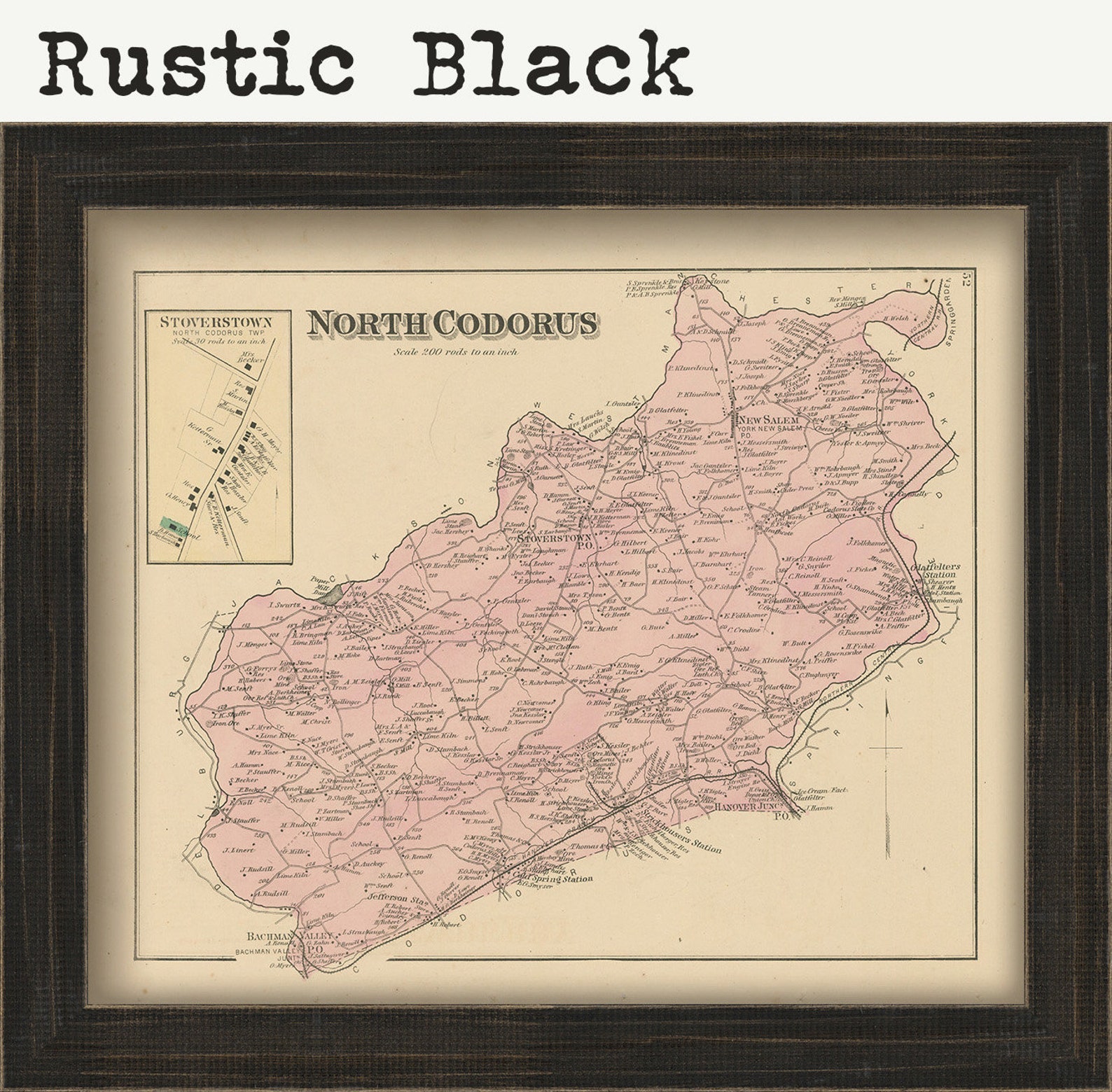 NORTH CODORUS, Pennsylvania 1876 Map - Replica or Genuine ORIGINAL - Etsy