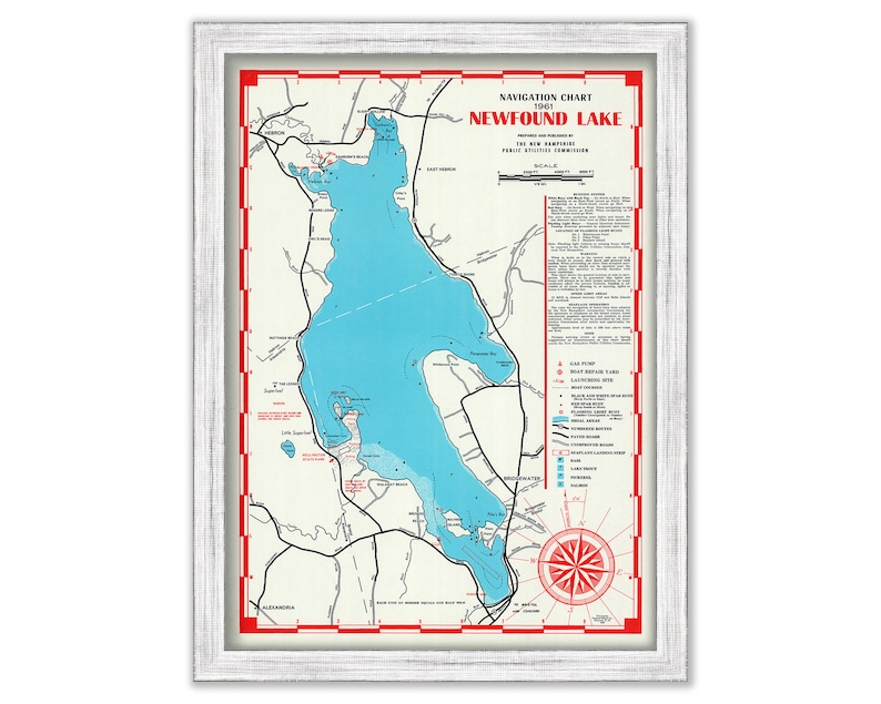 NEWFOUND LAKE, New Hampshire 1961 Nautical Chart - Etsy
