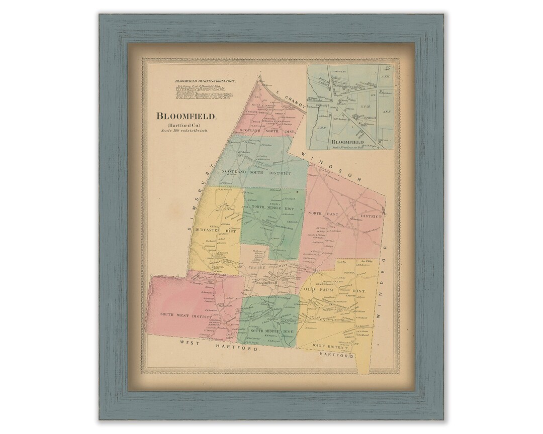 BLOOMFIELD, Connecticut, 1869 Map, Replica or GENUINE ORIGINAL - Etsy