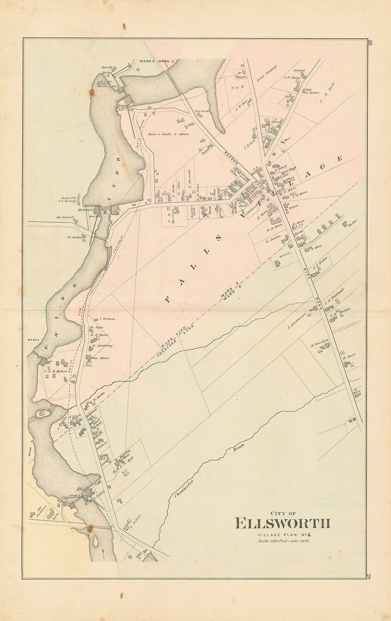 ELLSWORTH Maine 1881 Map Replica or Genuine ORIGINAL - Etsy