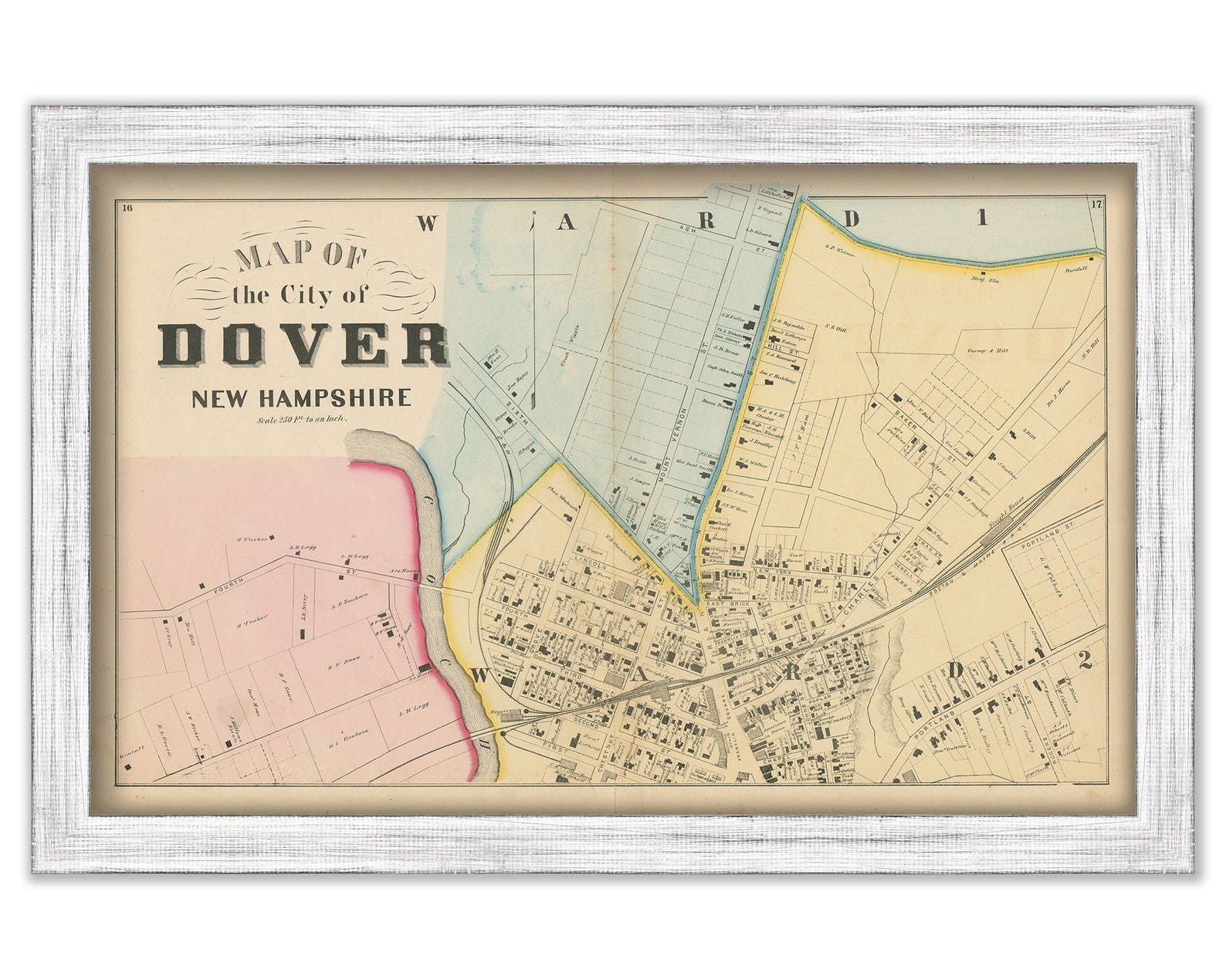 City of DOVER New Hampshire 1871 Map Replica or GENUINE | Etsy