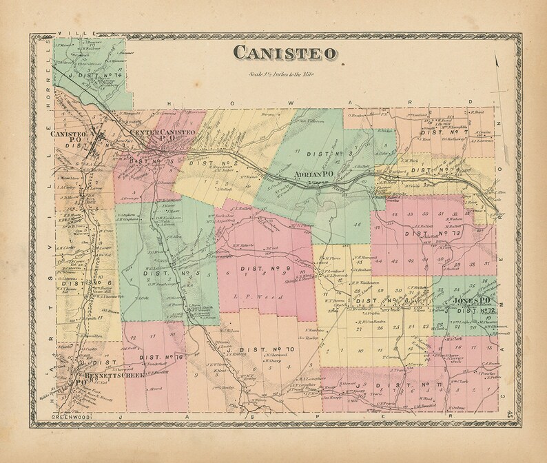 CANISTEO New York 1873 Map Replica or Genuine ORIGINAL - Etsy