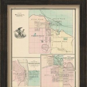 Waupaca, Winneconne and New London, Wisconsin 1878 Map, Replica or Genuine Original - Etsy