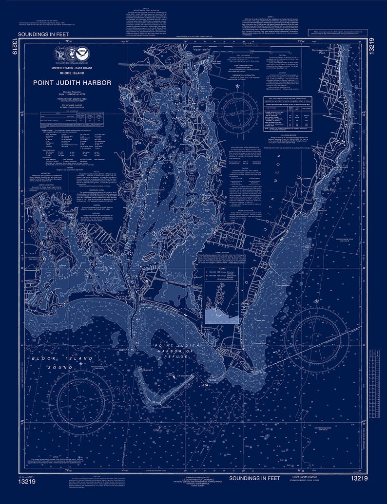 POINT JUDITH HARBOR Rhode Island Nautical Chart Blueprint - Etsy