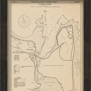 Edgartown Martha's Vineyard - Nautical Chart by George W. Eldridge 1901 ...