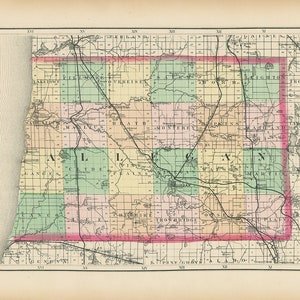ALLEGAN COUNTY, Michigan 1873 Map - Replica or Genuine Original - Etsy