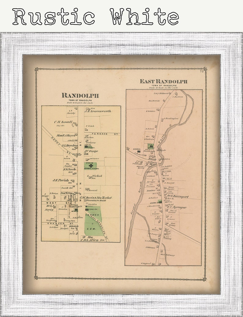 Villages of RANDOLPH and EAST RANDOLPH, Vermont 1877 Map - Replica or ...