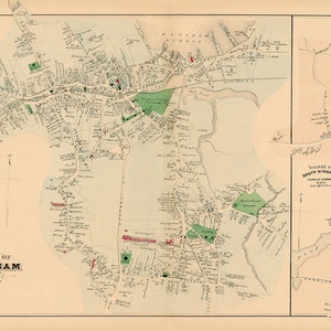 HINGHAM Village, Massachusetts 1879 Map-colored Reproduction - Etsy