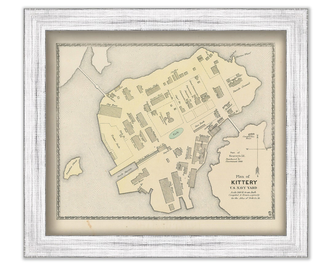 KITTERY U S NAVY YARD, Maine 1872 Map - Etsy