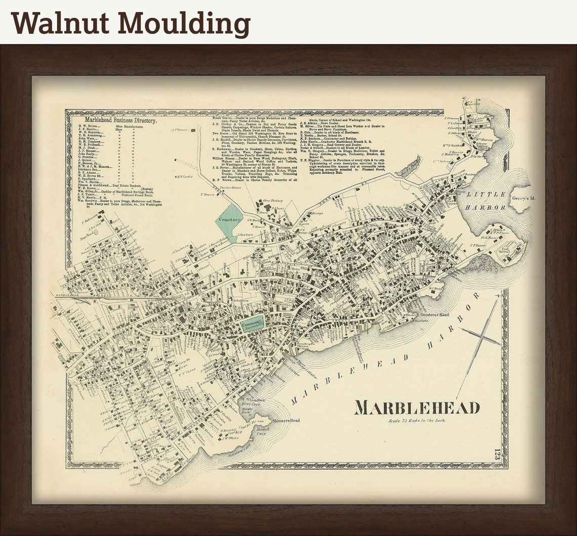 Village of MARBLEHEAD, Massachusetts 1872 Map - Replica or Genuine ...