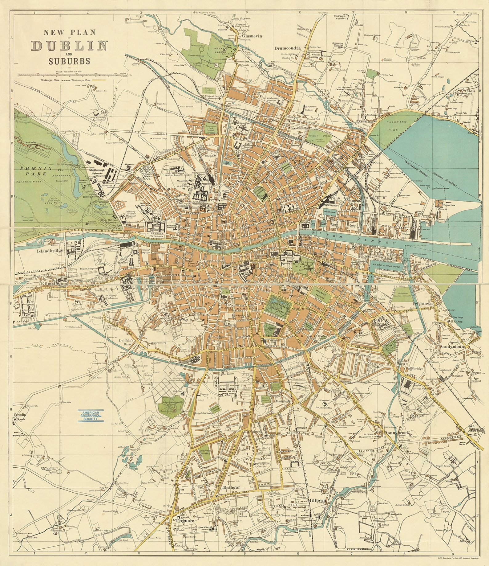 New Plan of DUBLIN and Suburbs Map Published in 1914 by G. - Etsy