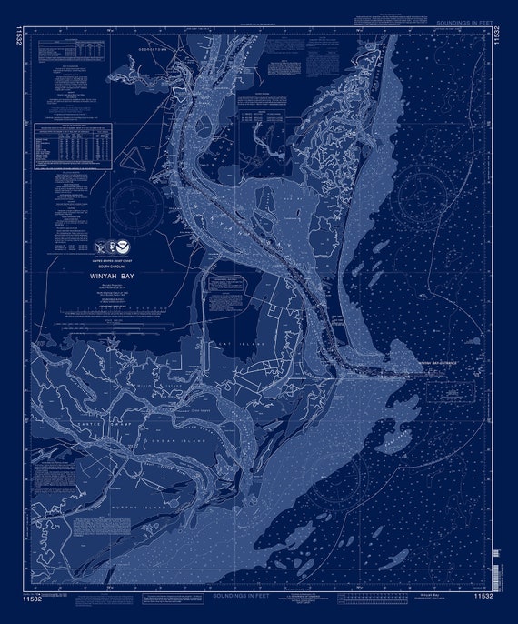 Art & Collectibles South Carolina 2012 Nautical Chart Blueprint WINYAH ...