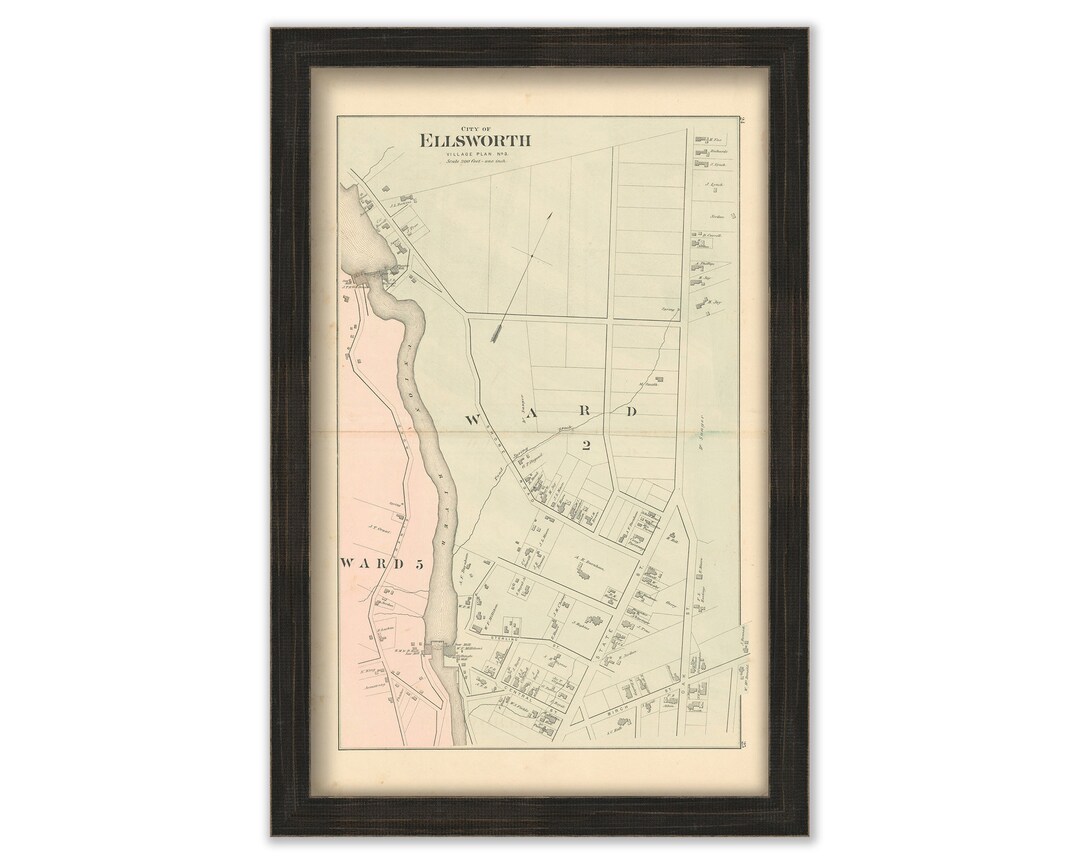 ELLSWORTH, Maine 1881 Map, Replica or Genuine ORIGINAL - Etsy