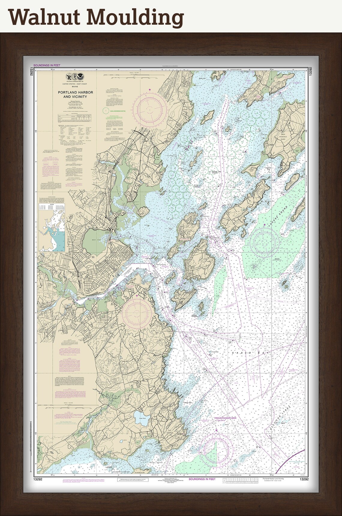 PORTLAND HARBOR Maine Nautical Chart 2019 | Etsy