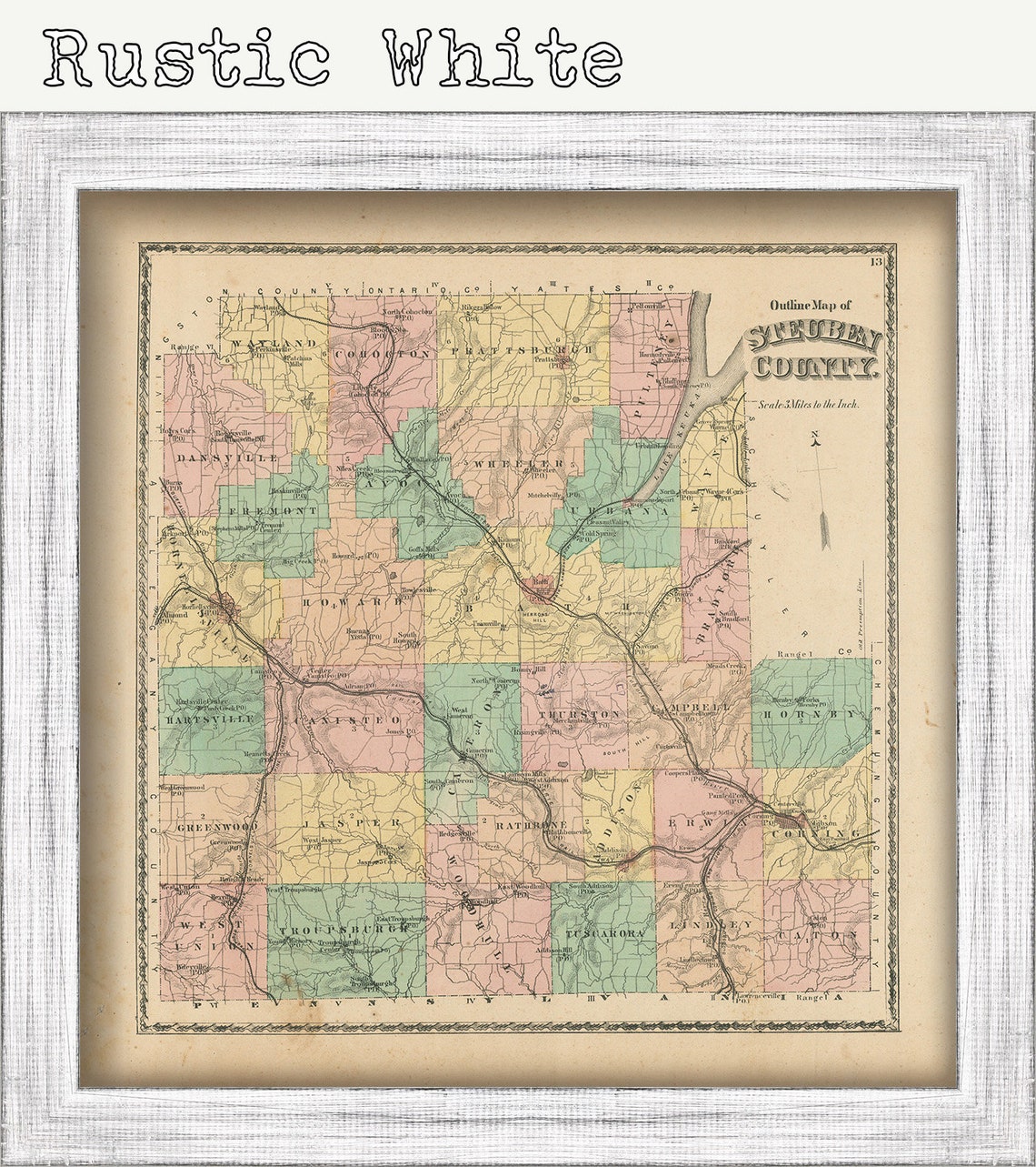 STEUBEN COUNTY New York 1873 Map Replica or Genuine ORIGINAL | Etsy