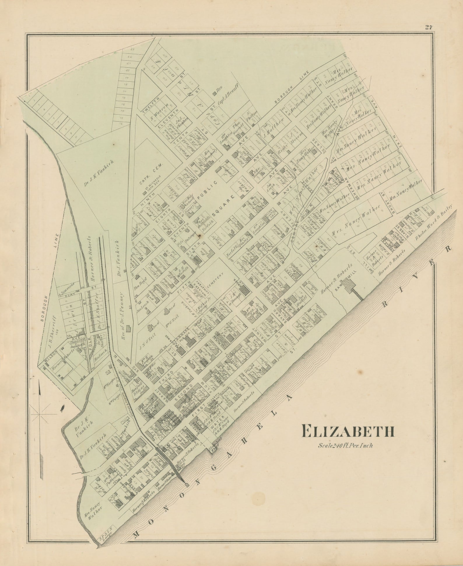 ELIZABETH Pennsylvania 1876 Map Replica or Genuine ORIGINAL - Etsy UK