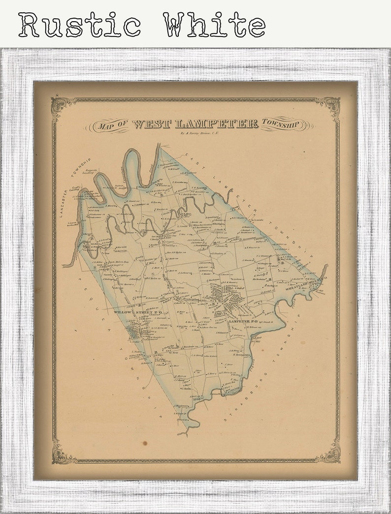 West Lampeter Pennsylvania 1875 Map Replica or GENUINE - Etsy