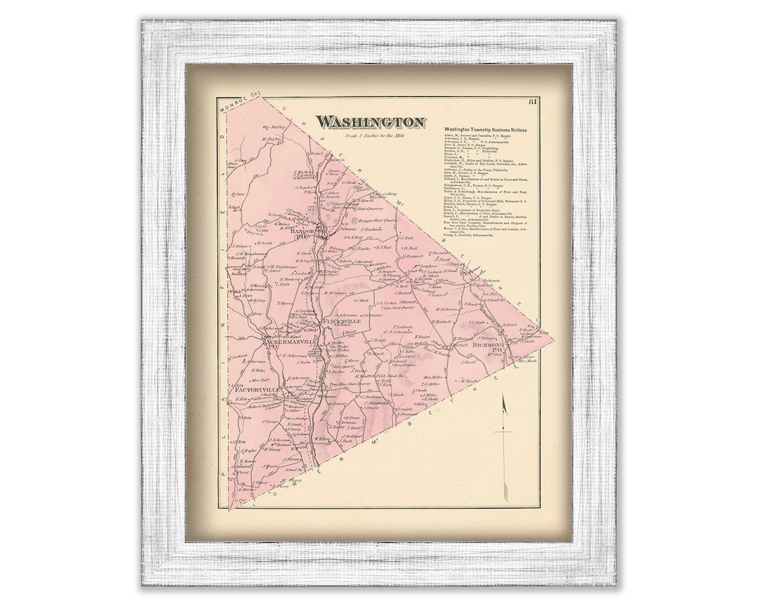 WASHINGTON, Pennsylvania 1872 Map - Replica or Genuine Original - Etsy