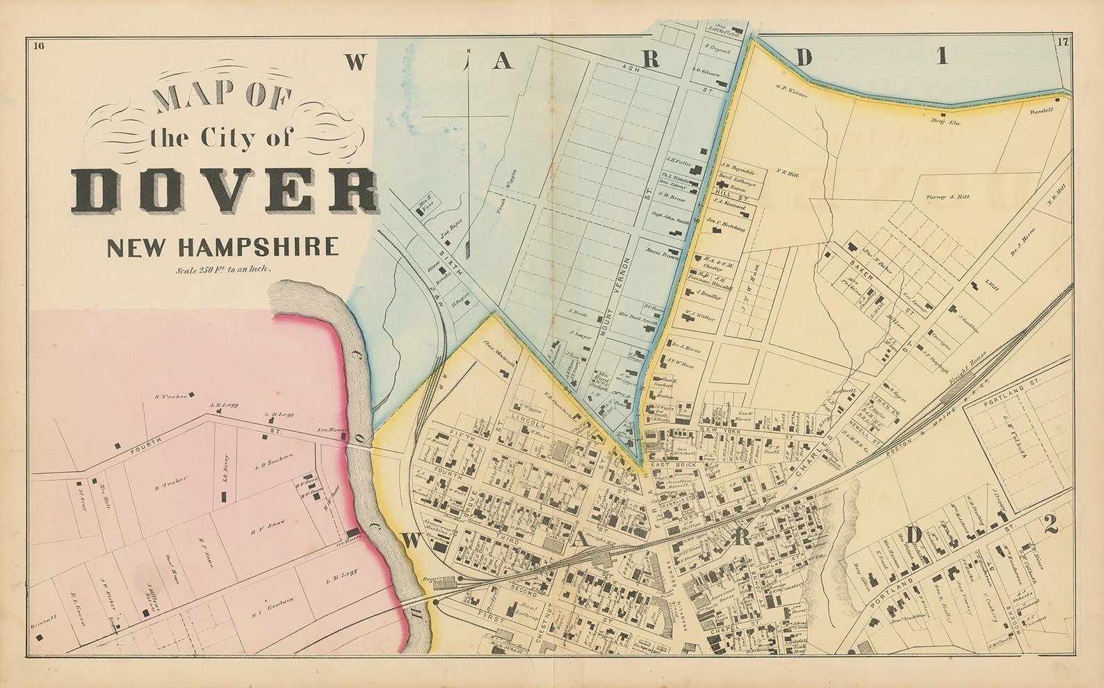 City of DOVER New Hampshire 1871 Map Replica or GENUINE - Etsy