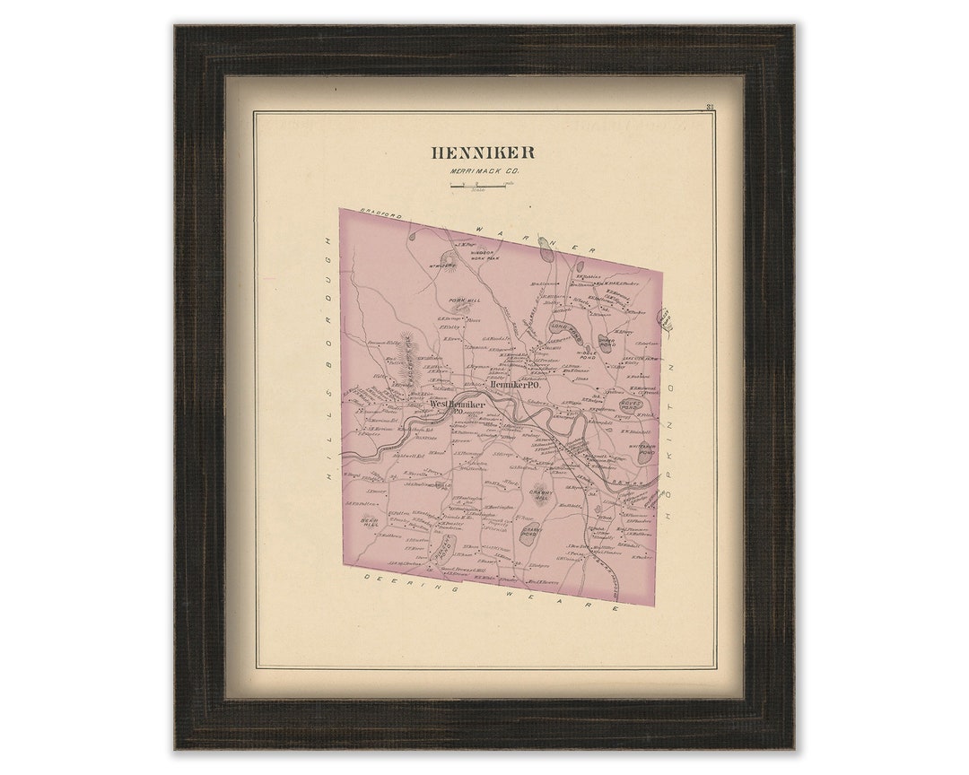 HENNIKER, New Hampshire 1892 Map, - Etsy