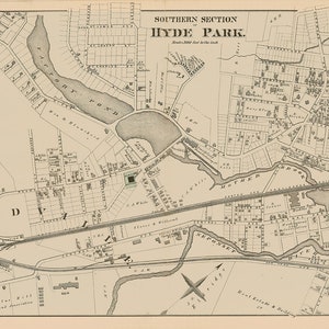 READVILLE, Hyde Park, Massachusetts 1876 Map - Replica or GENUINE ...