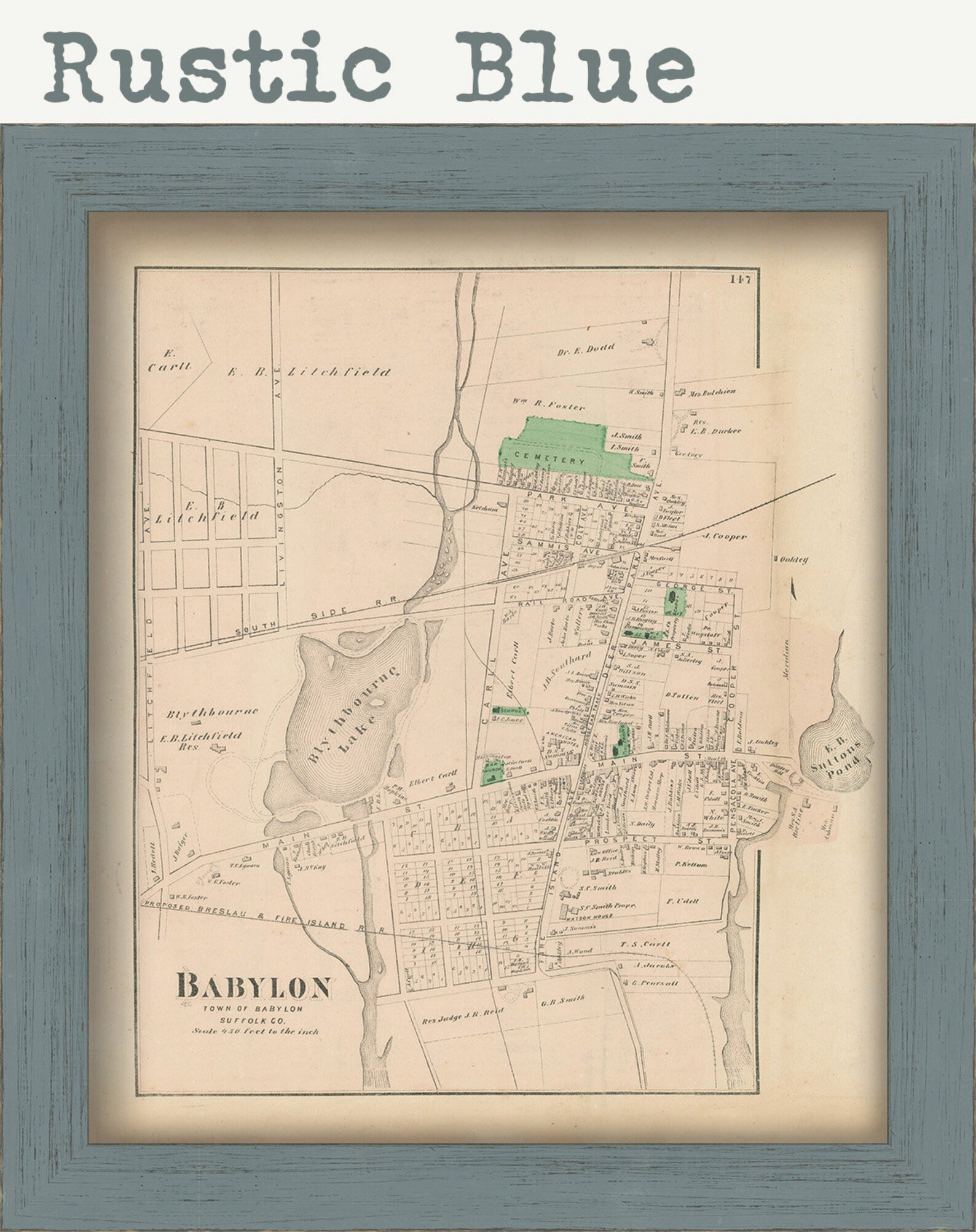 Babylon Village, New York 1873 Map, Replica and GENUINE ORIGINAL - Etsy