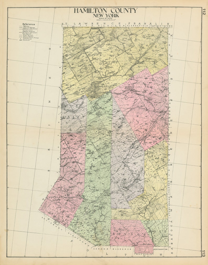 HAMILTON County, New York 1912 Map, Replica or GENUINE ORIGINAL - Etsy