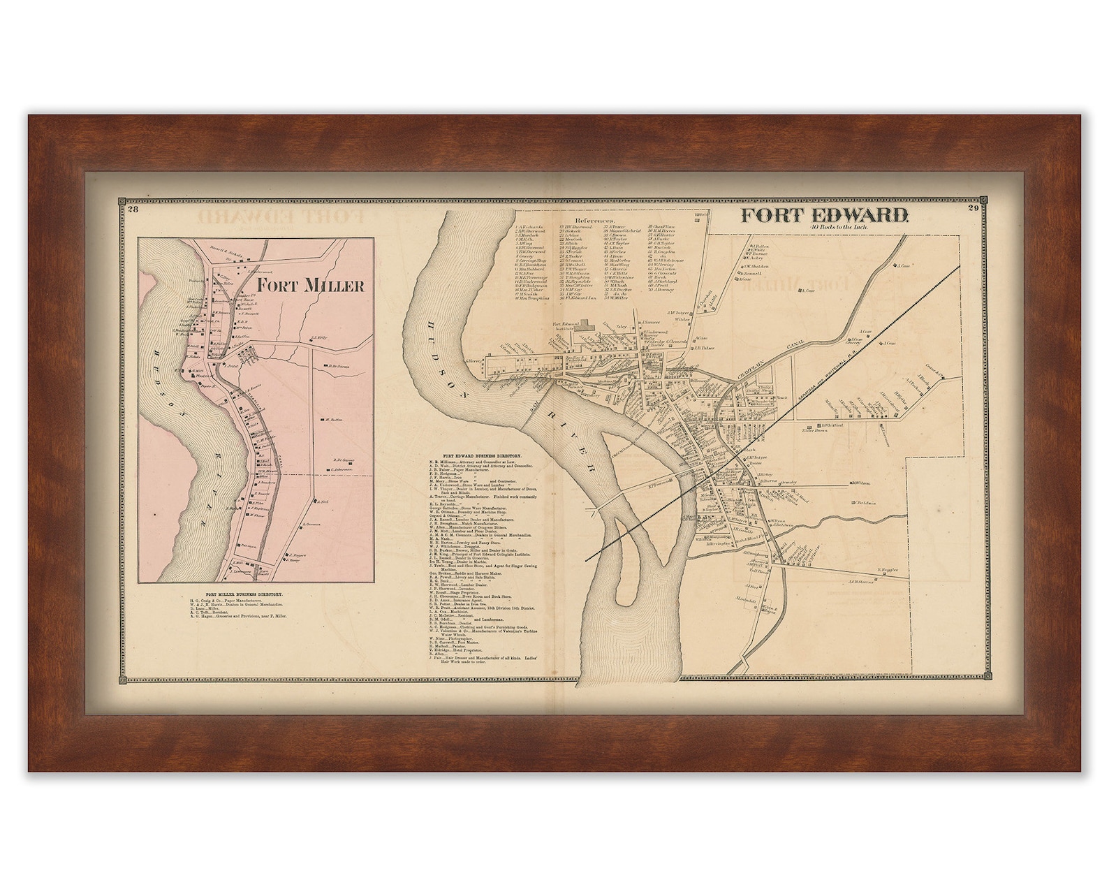 Village of FORT EDWARD New York 1866 Map - Etsy