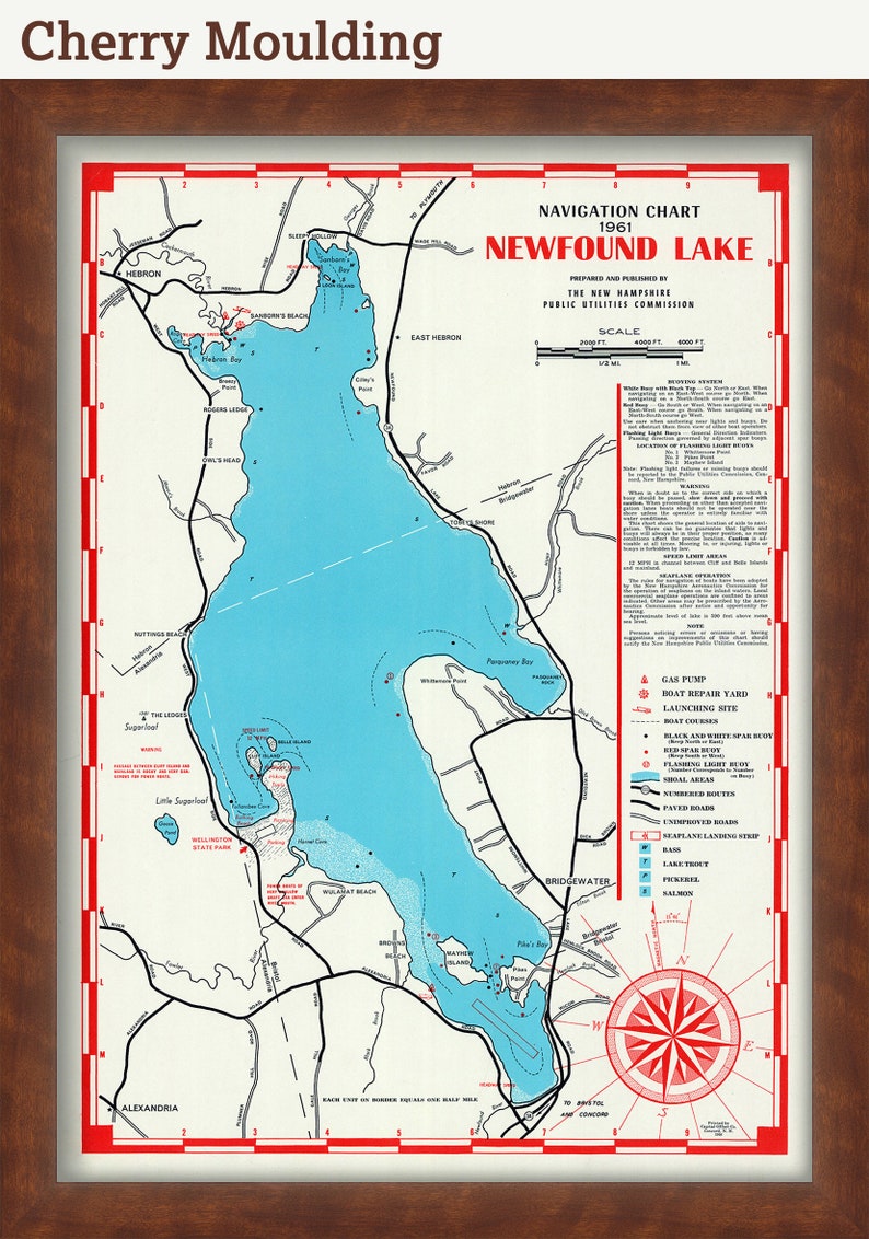 NEWFOUND LAKE, New Hampshire 1961 Nautical Chart - Etsy