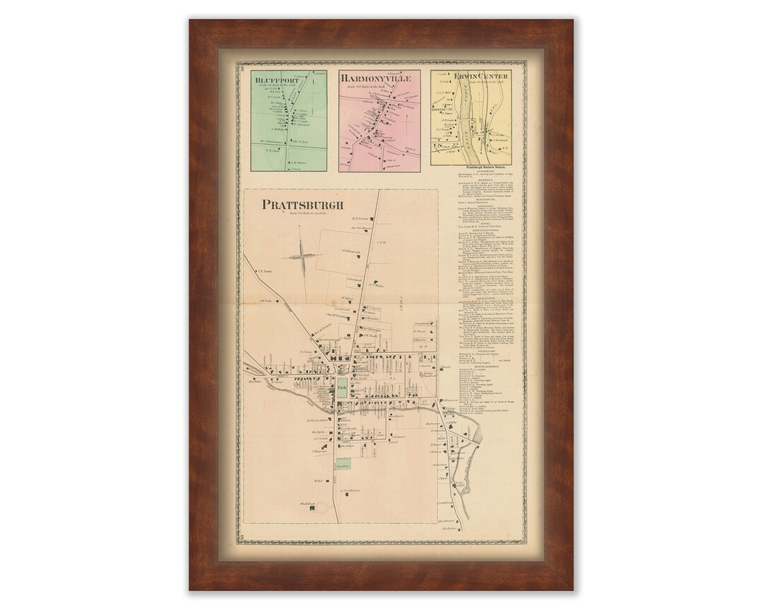 Village of PRATTSBURGH, New York 1873 Map, Replica or Genuine ORIGINAL ...