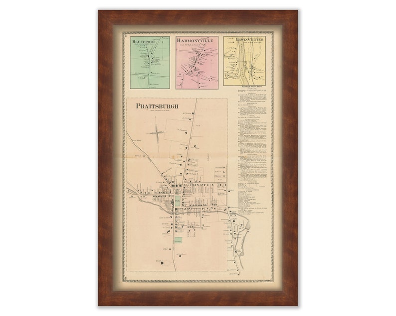 Village of PRATTSBURGH, New York 1873 Map, Replica or Genuine ORIGINAL ...