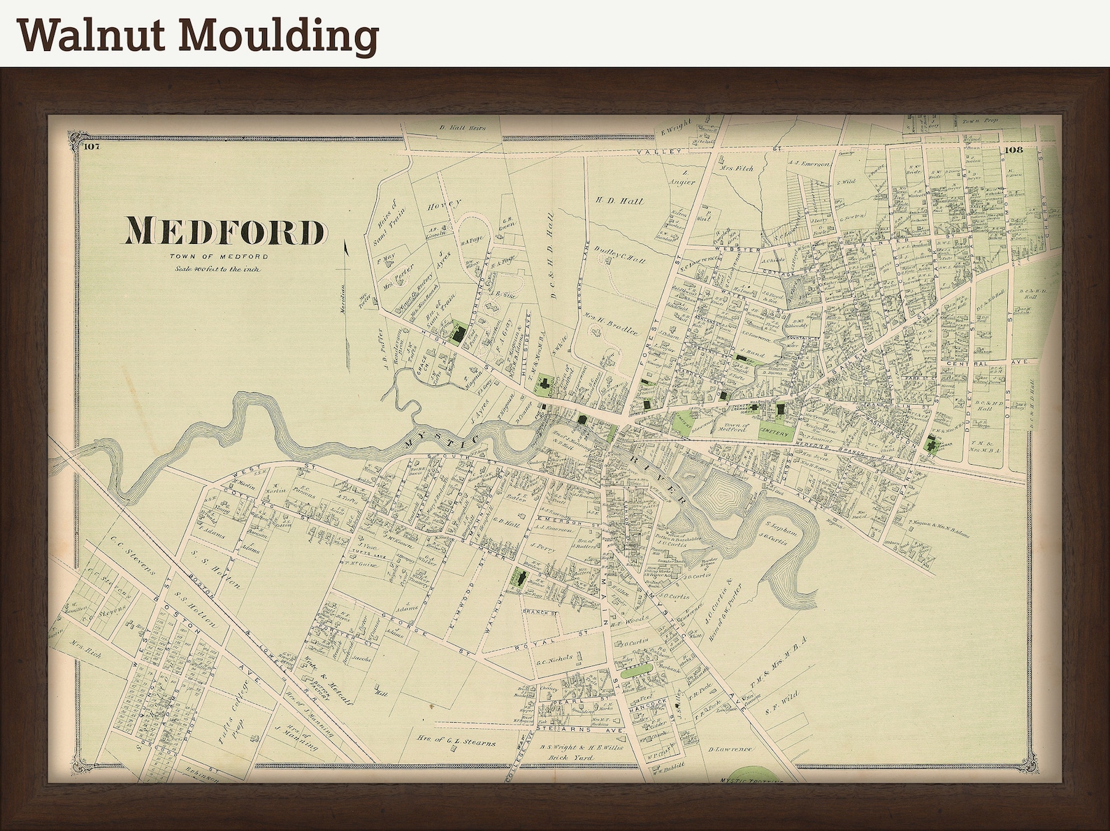 Village of MEDFORD Massachusetts 1875 Map Replica or - Etsy