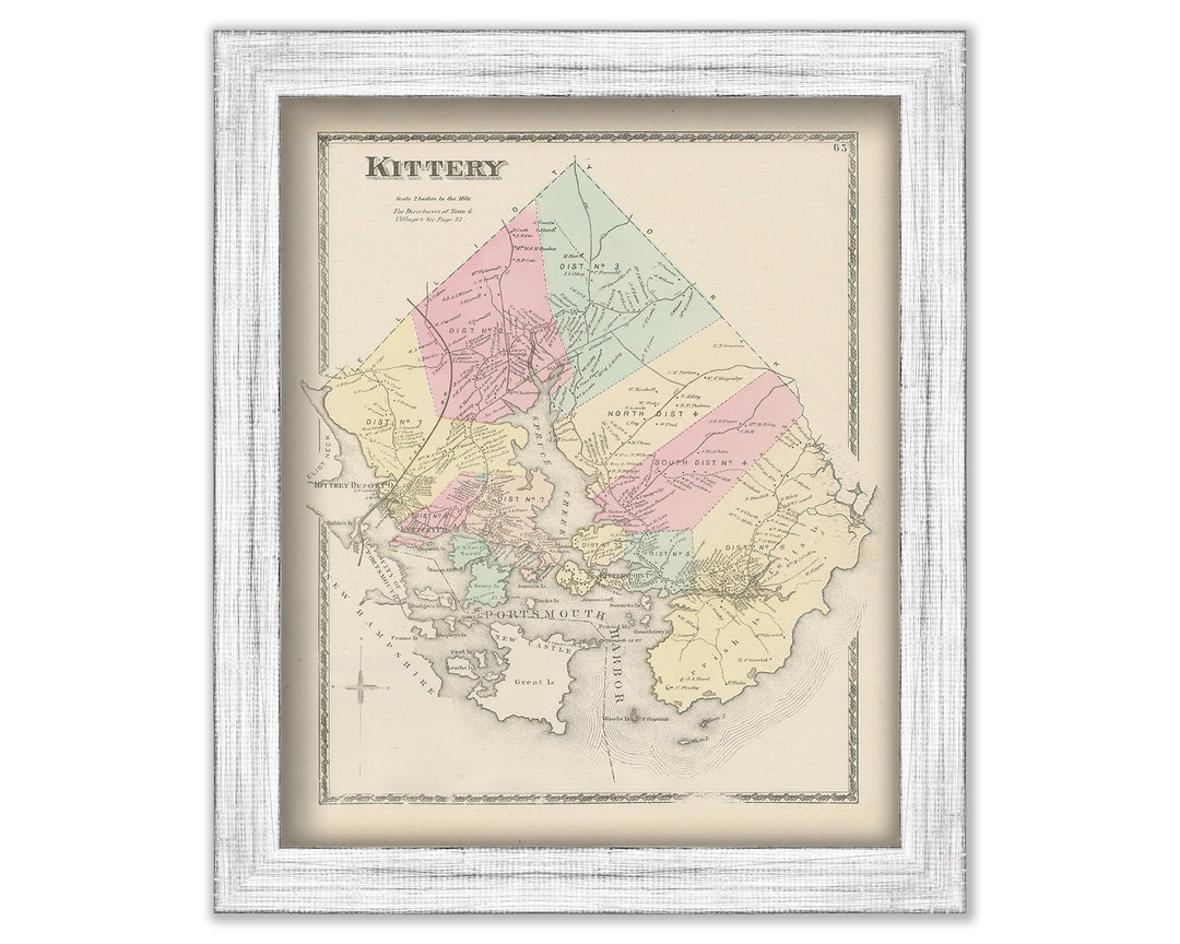 Town of KITTERY, Maine 1872 Map - Etsy