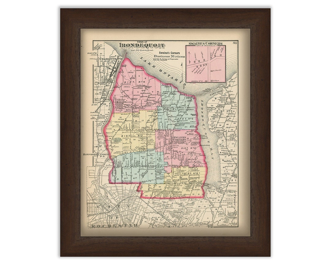 Town of IRONDEQUOIT, New York 1872 Map - Etsy