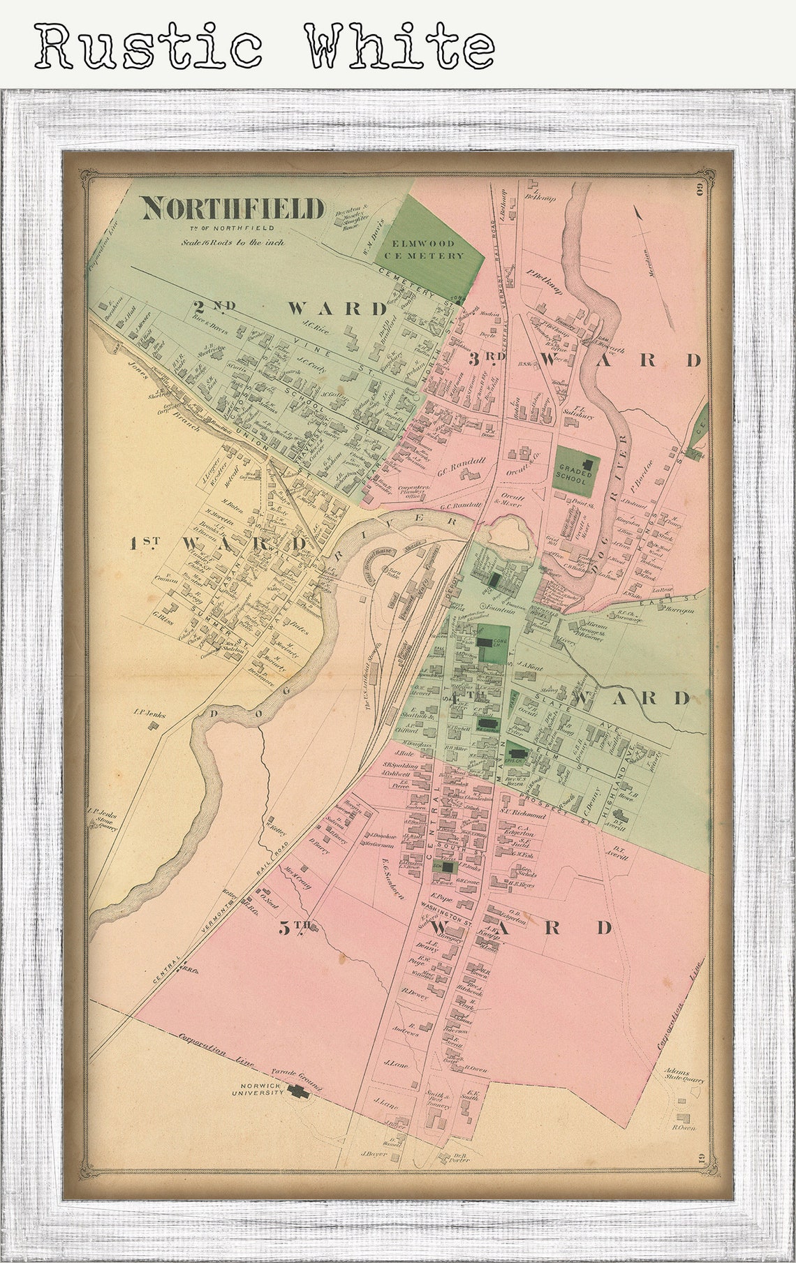 NORTHFIELD Vermont 1873 Map | Etsy