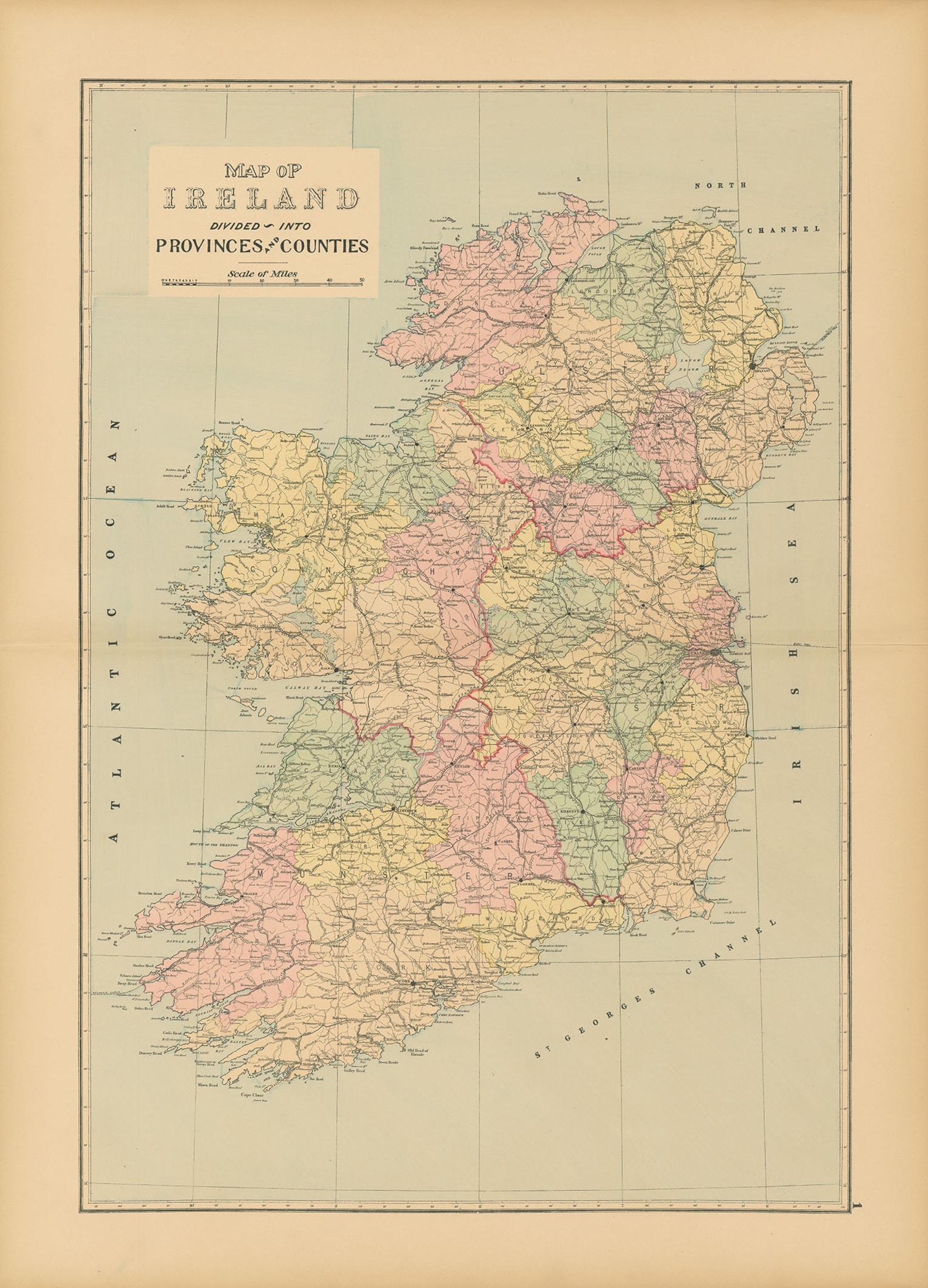 COUNTY ROSCOMMON Ireland 1901 Map Replica or GENUINE - Etsy
