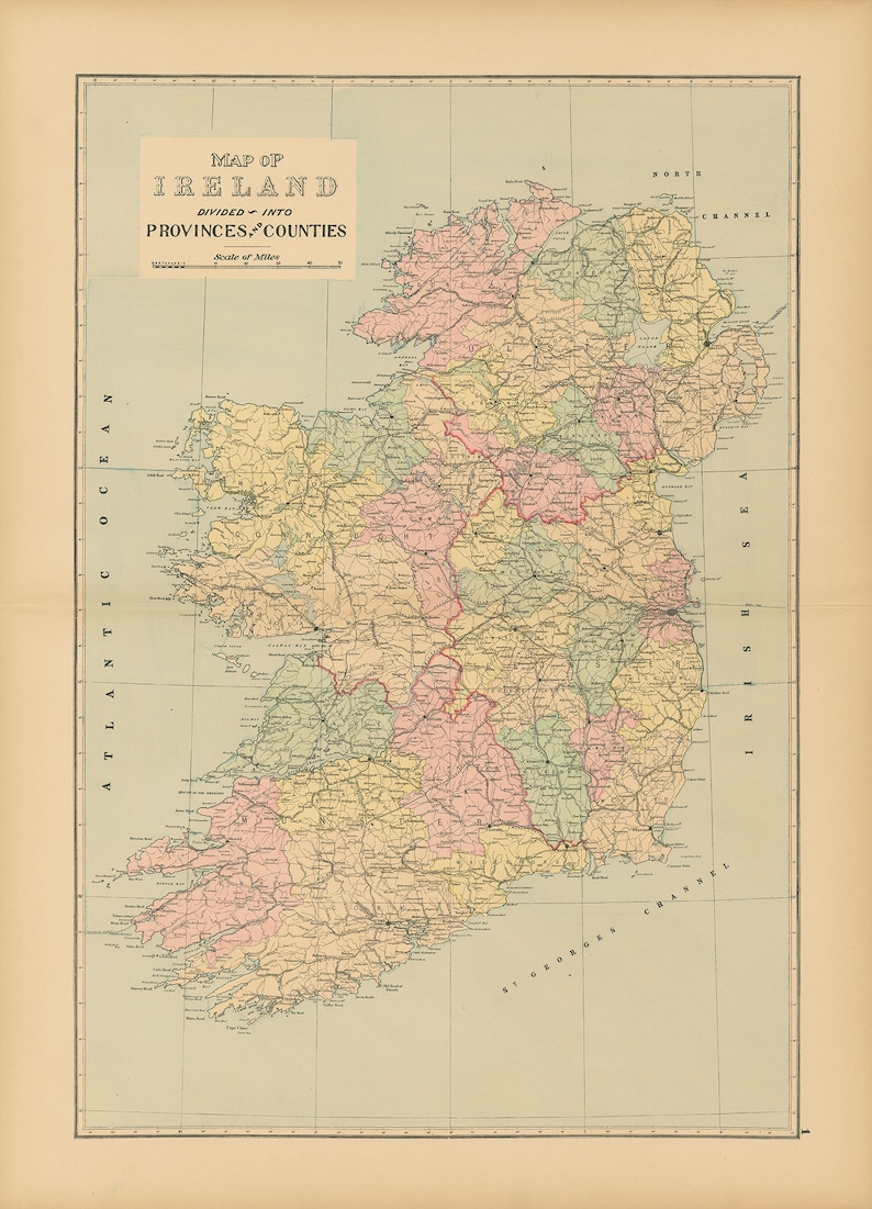 COUNTY ROSCOMMON Ireland 1901 Map Replica or GENUINE - Etsy