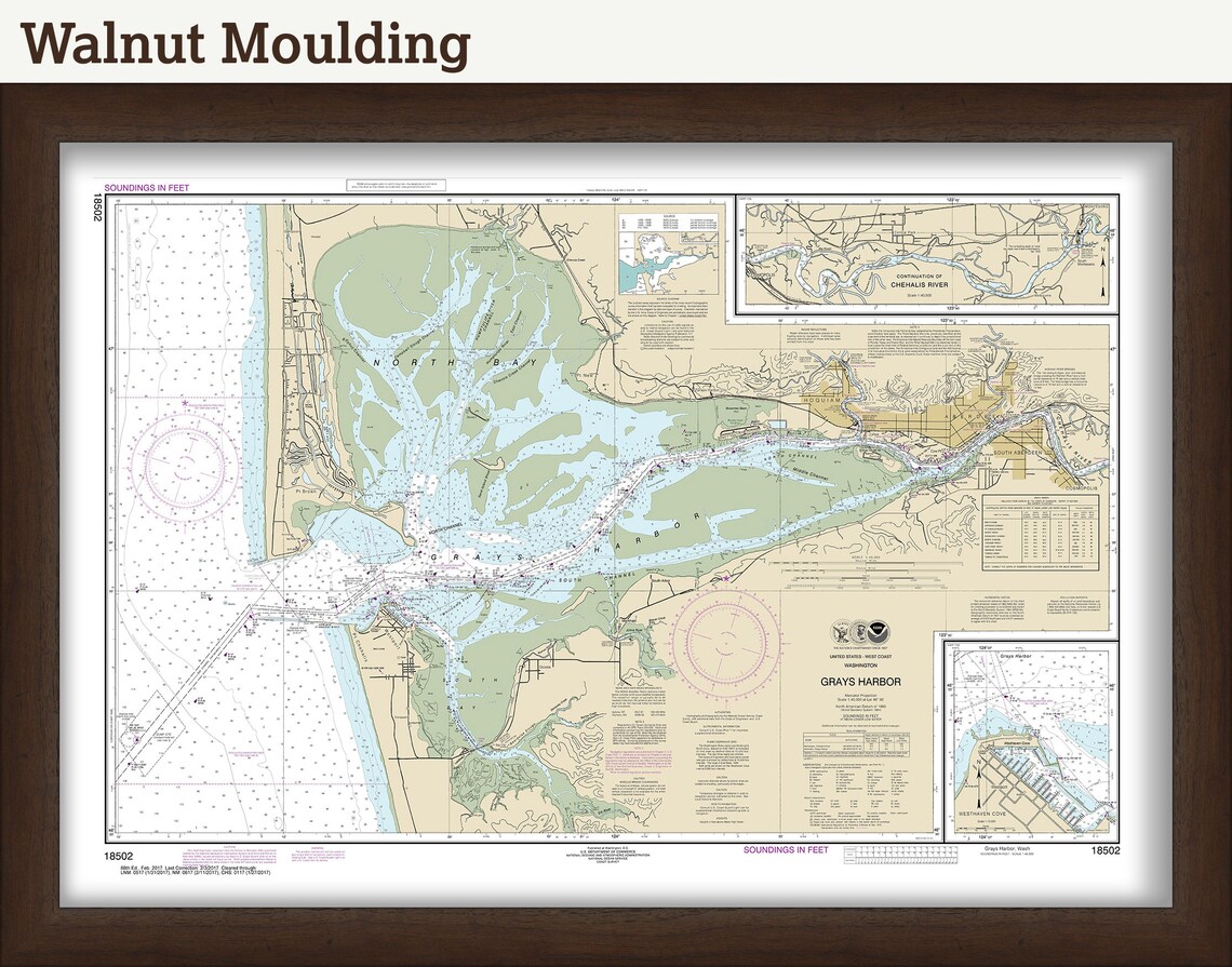 GRAYS HARBOR, Washington - 2017 Nautical Chart - Etsy