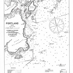 Portland Harbor, Maine 1909 - Nautical Chart by Geo. Eldridge-black ...