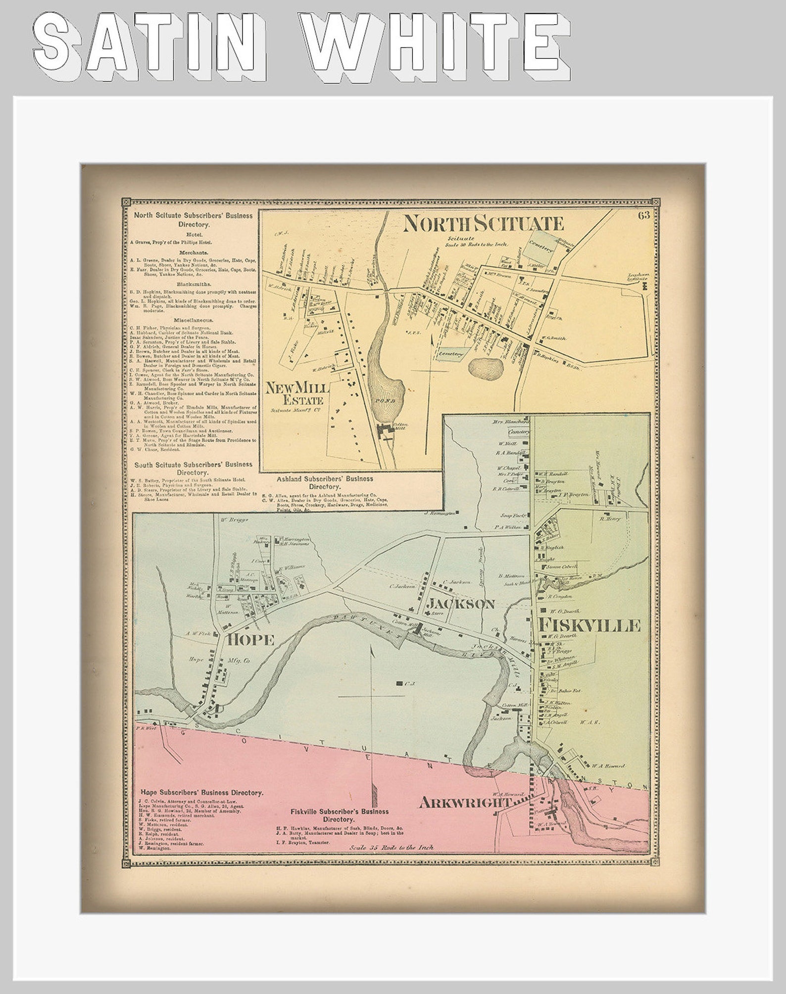 NORTH SCITUATE Rhode Island 1870 Map - Etsy