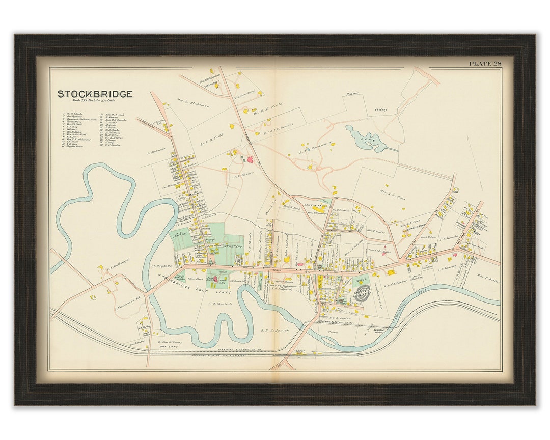 Village of STOCKBRIDGE, Massachusetts 1904 Map - Replica or Genuine ...