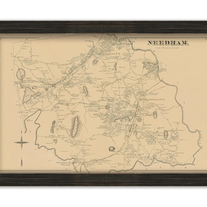 Town of NEEDHAM, Massachusetts 1876 Map - Replica or GENUINE ORIGINAL ...