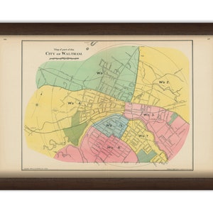 WALTHAM, Massachusetts 1889 Map - Replica or Genuine ORIGINAL - Etsy