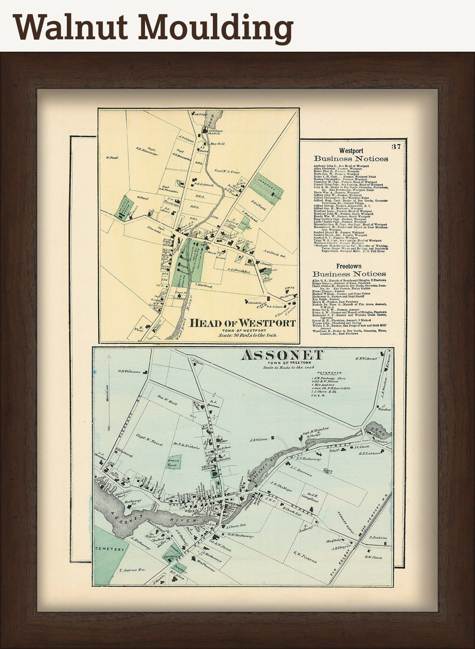 ASSONET, Massachusetts 1871 Map - Replica or GENUINE ORIGINAL - Etsy