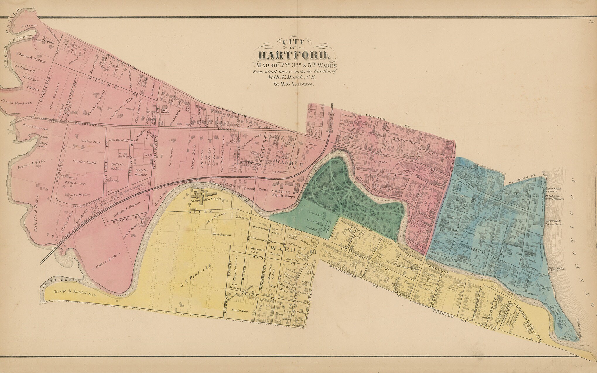 HARTFORD, Connecticut, 1869 Map, Replica or GENUINE ORIGINAL HARTFORD, Connecticut, 1869 Map, Replica or GENUINE ORIGINAL