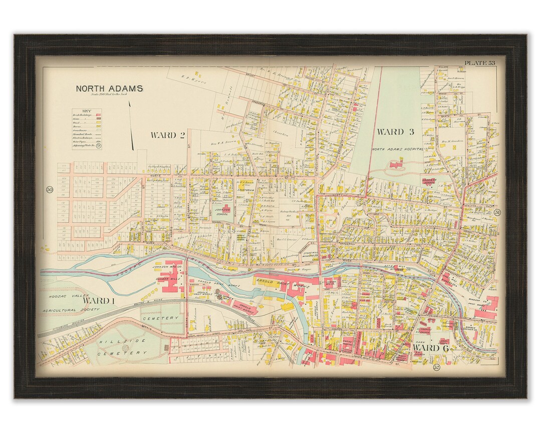 Village of NORTH ADAMS, Massachusetts 1904 Map - Replica or Genuine ...