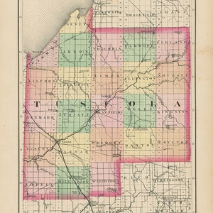 TUSCOLA COUNTY, Michigan 1873 Map - Replica or Genuine Original - Etsy