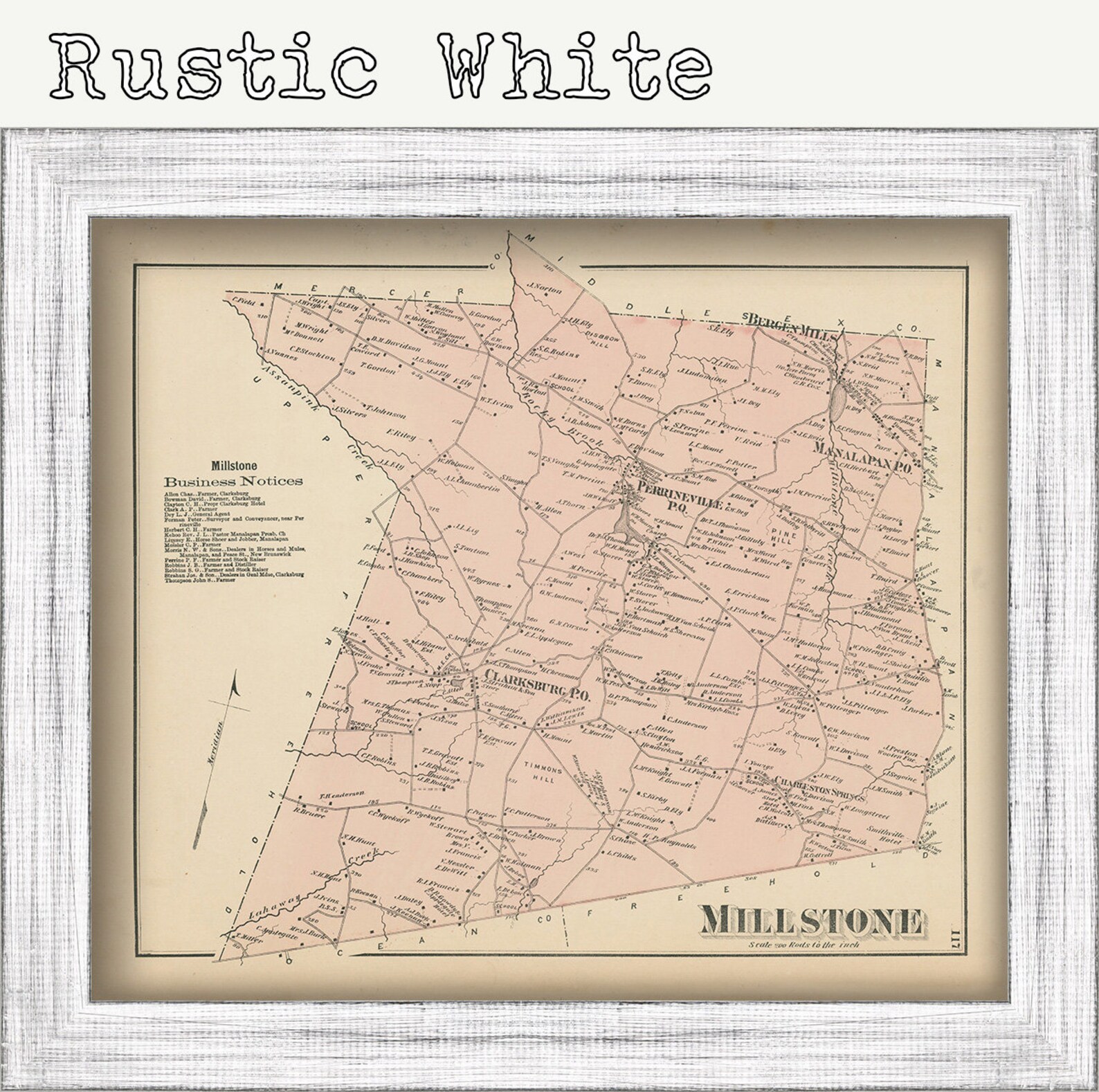 MILLSTONE, New Jersey 1873 Map - Replica or Genuine ORIGINAL - Etsy