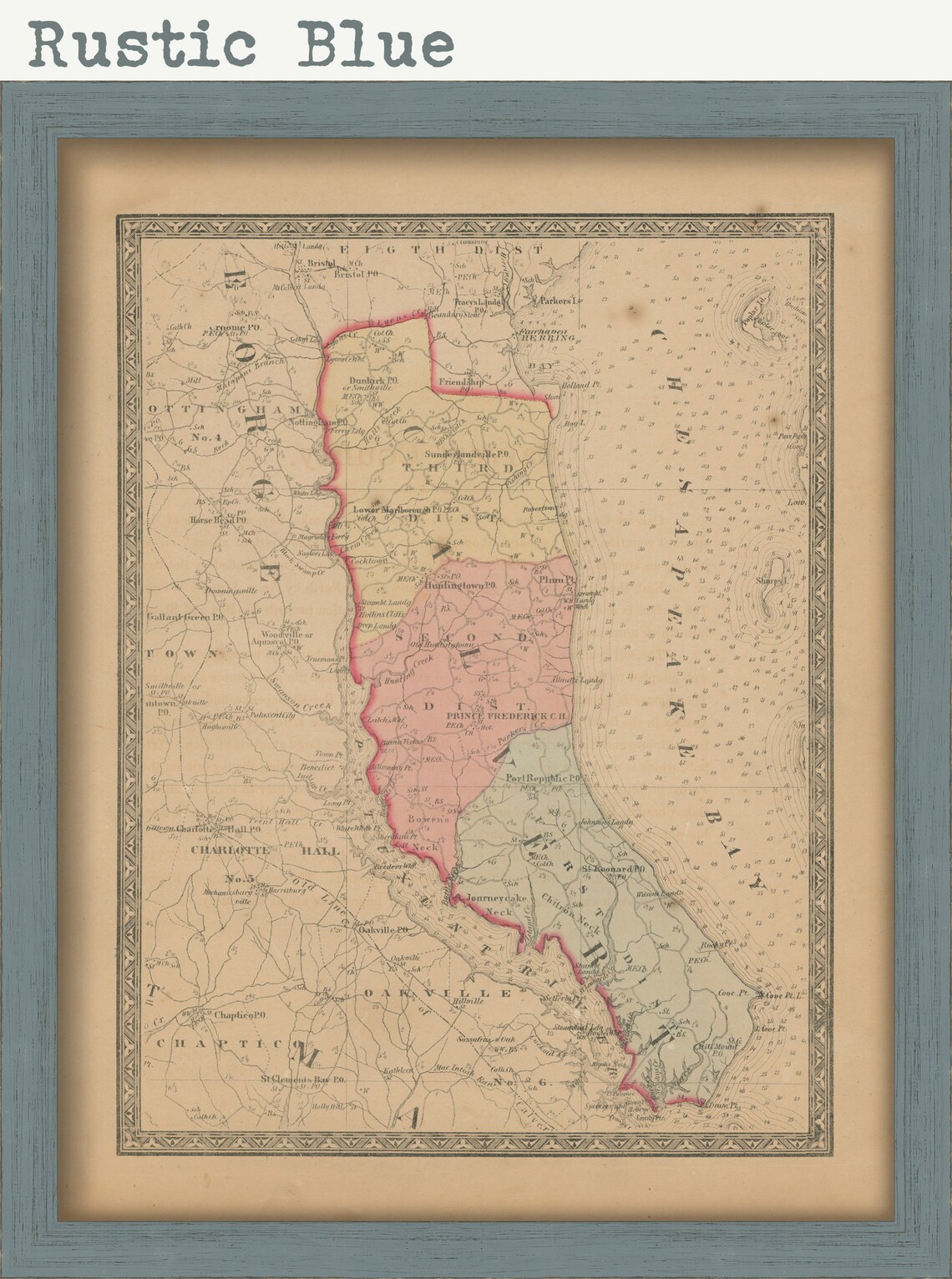 CALVERT COUNTY, MARYLAND 1866 Map, Replica or Genuine Original - Etsy