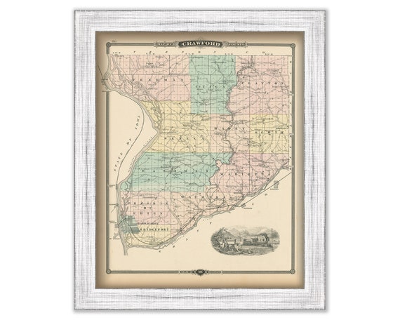 CRAWFORD COUNTY Wisconsin 1878 Map Replica or Genuine - Etsy